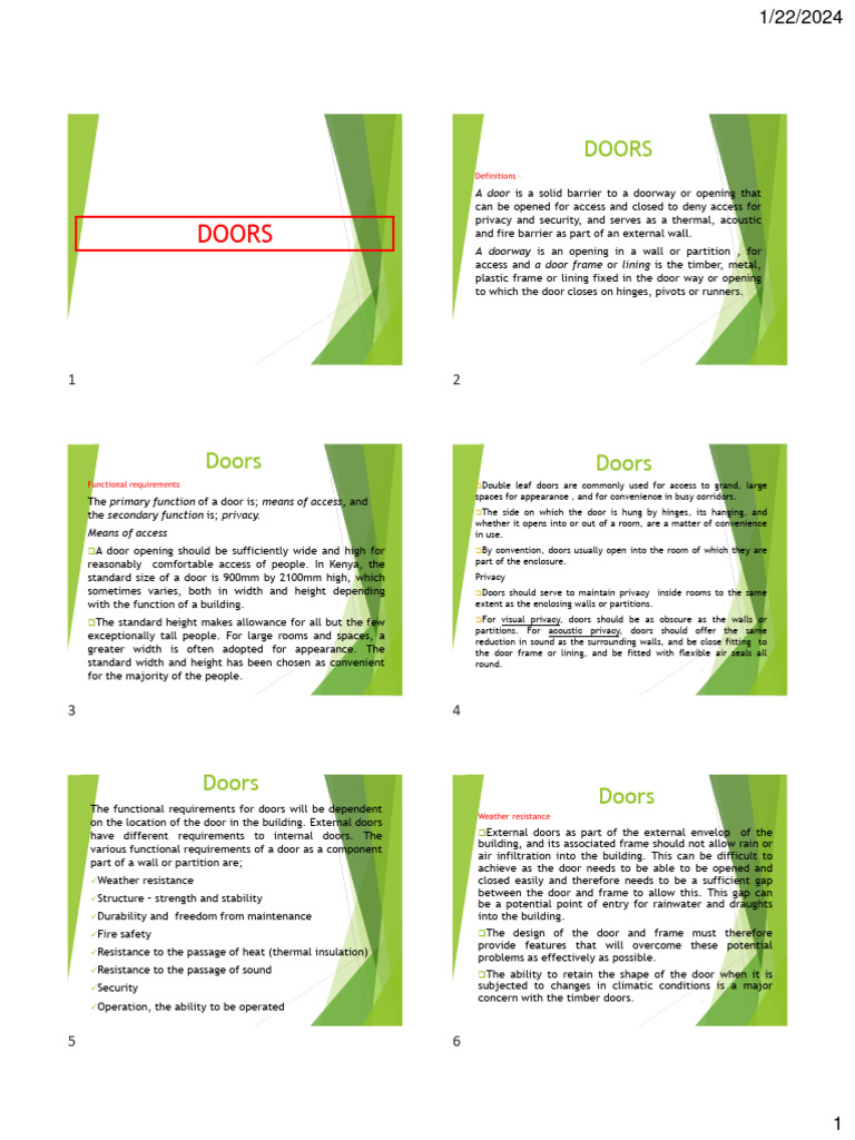 BQS 207 POWER POINT - Doors | PDF | Door | Wall