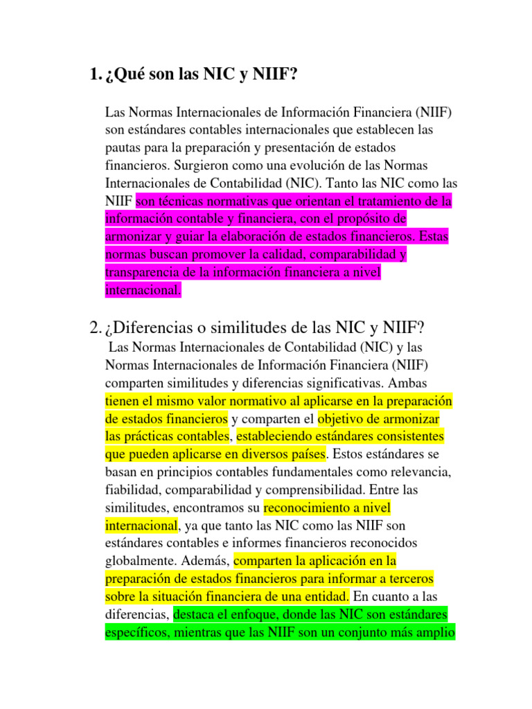 Qué Son Las NIC y NIIF | PDF | normas internacionales de INFORMACION ...