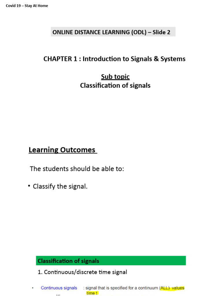 2 - Week1 - ODL 1 - Chapter 1 - Classification of Signals | Download Free PDF | Mathematical ...