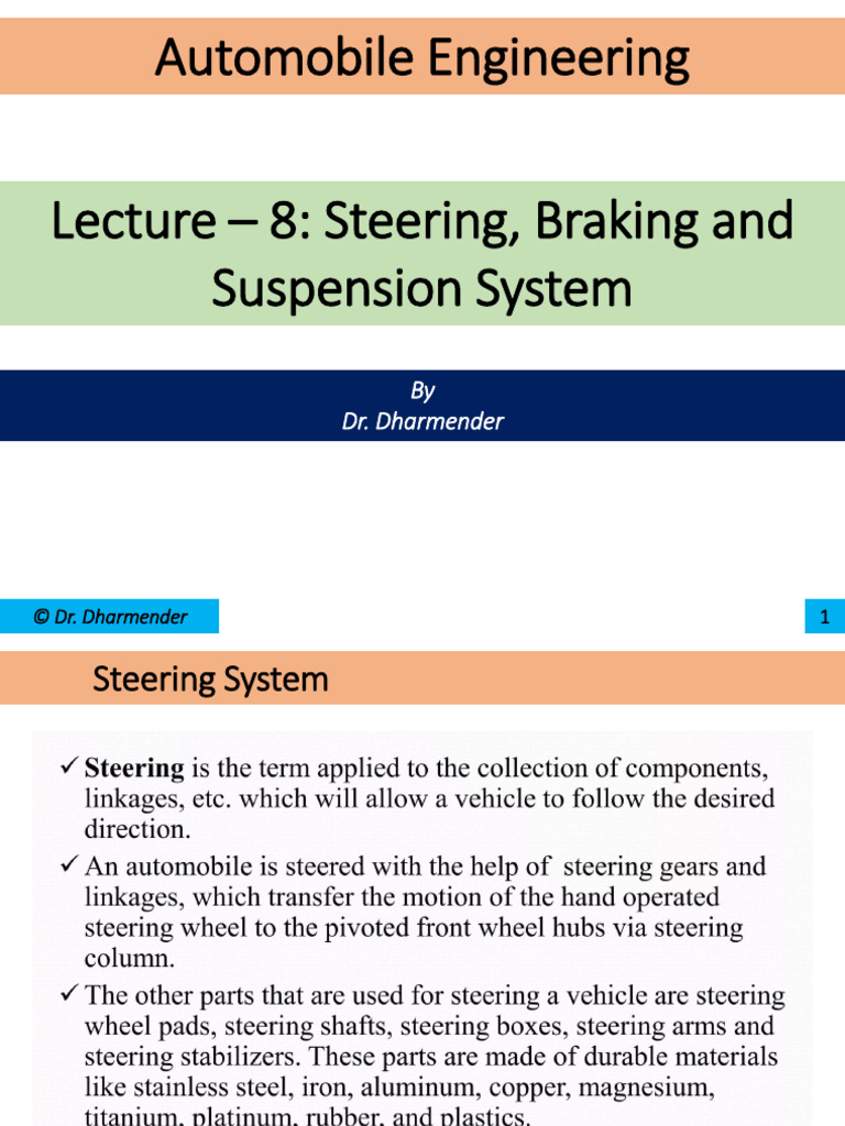 Lecture 8 | PDF | Steering | Motor Vehicle