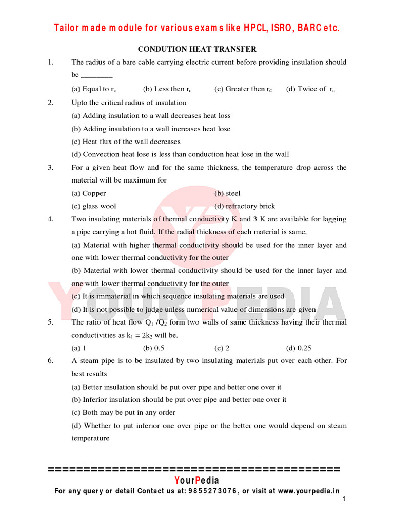 Condution Heat Transfer-1 | PDF | Thermal Conduction | Thermal Insulation