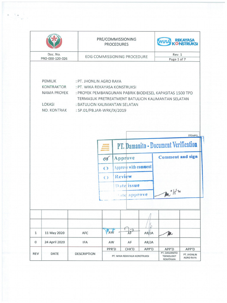 Pro-000-120-026 r1 Edg Commissioning Procedure (A - Approved) | PDF