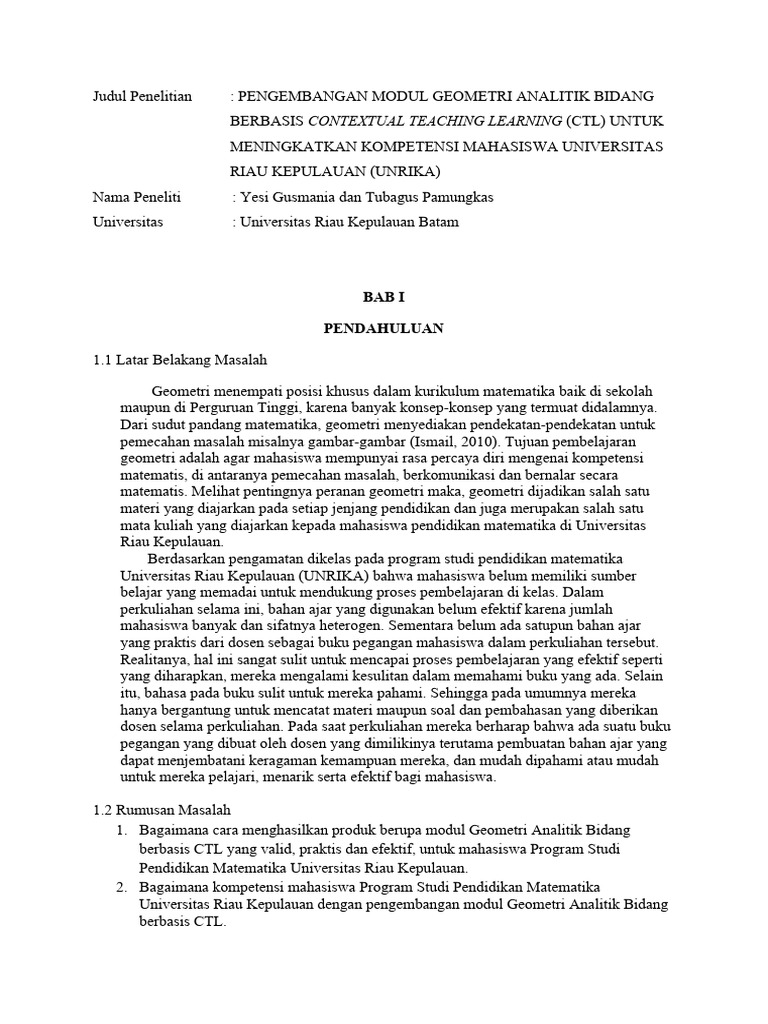 Modul Geometri CTL untuk Mahasiswa | PDF