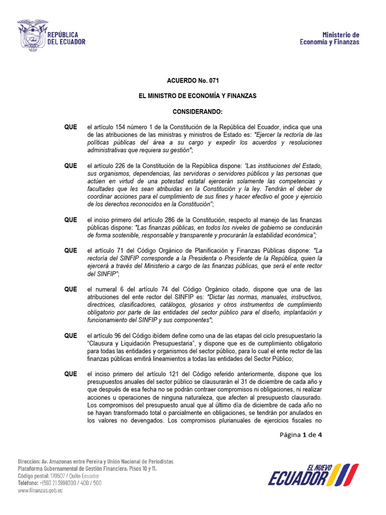 Acuerdo No. 071 de 5 de Diciembre de 2023 Directrices de Cierre 2023 y Apertura Del Ejercicio ...