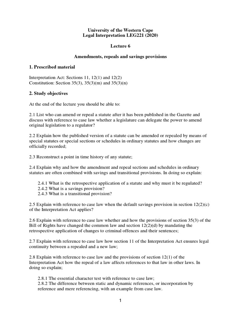 Amendments and Repeals in Law | PDF | Repeal | Common Law