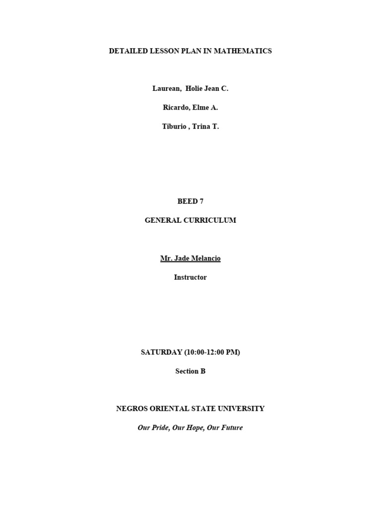 Detailed Lesson Plan in Beedd 7docx | PDF | Rectangle | Euclidean Geometry