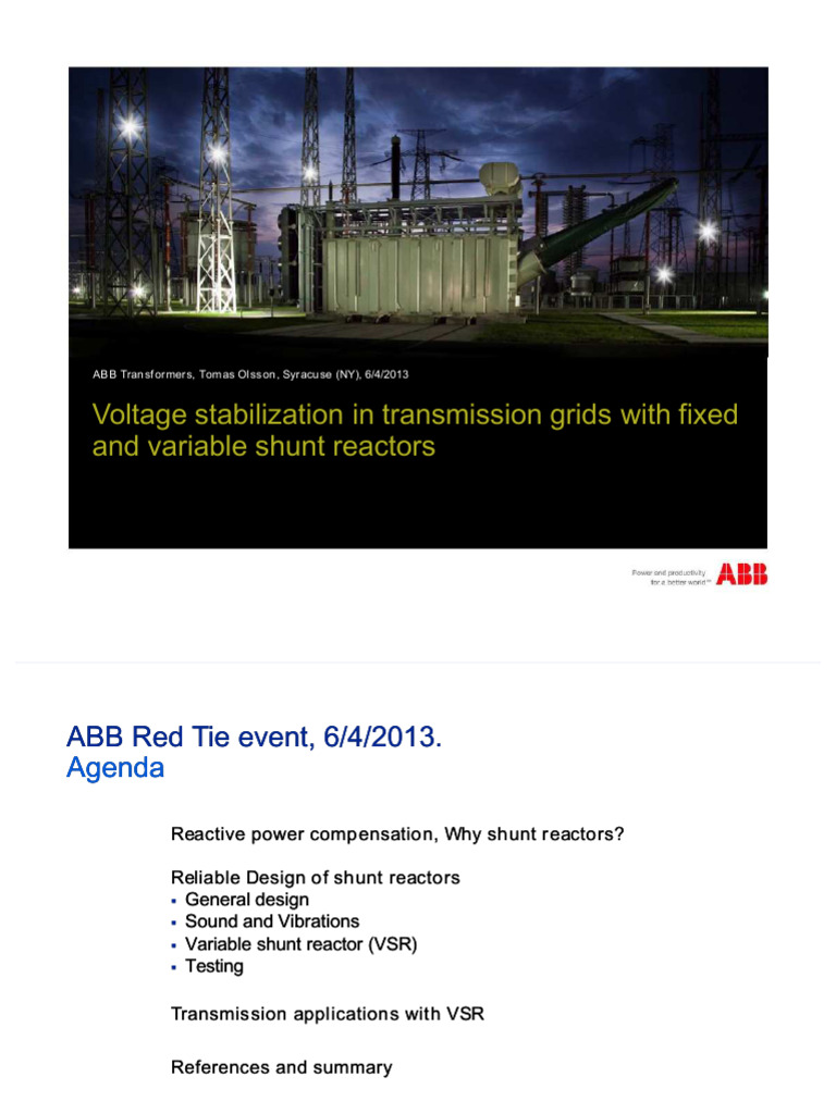 Voltage Stabilization with Shunt Reactors | PDF | Electric Power ...