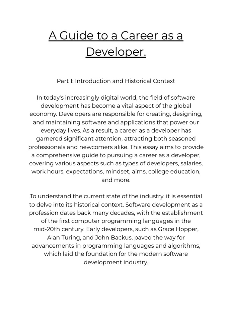 A Guide To A Career As A Developer | PDF | Application Software | Software