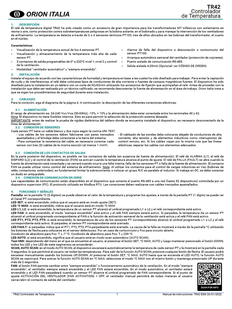 TR42 Manual ES | PDF | Relé | Transformador