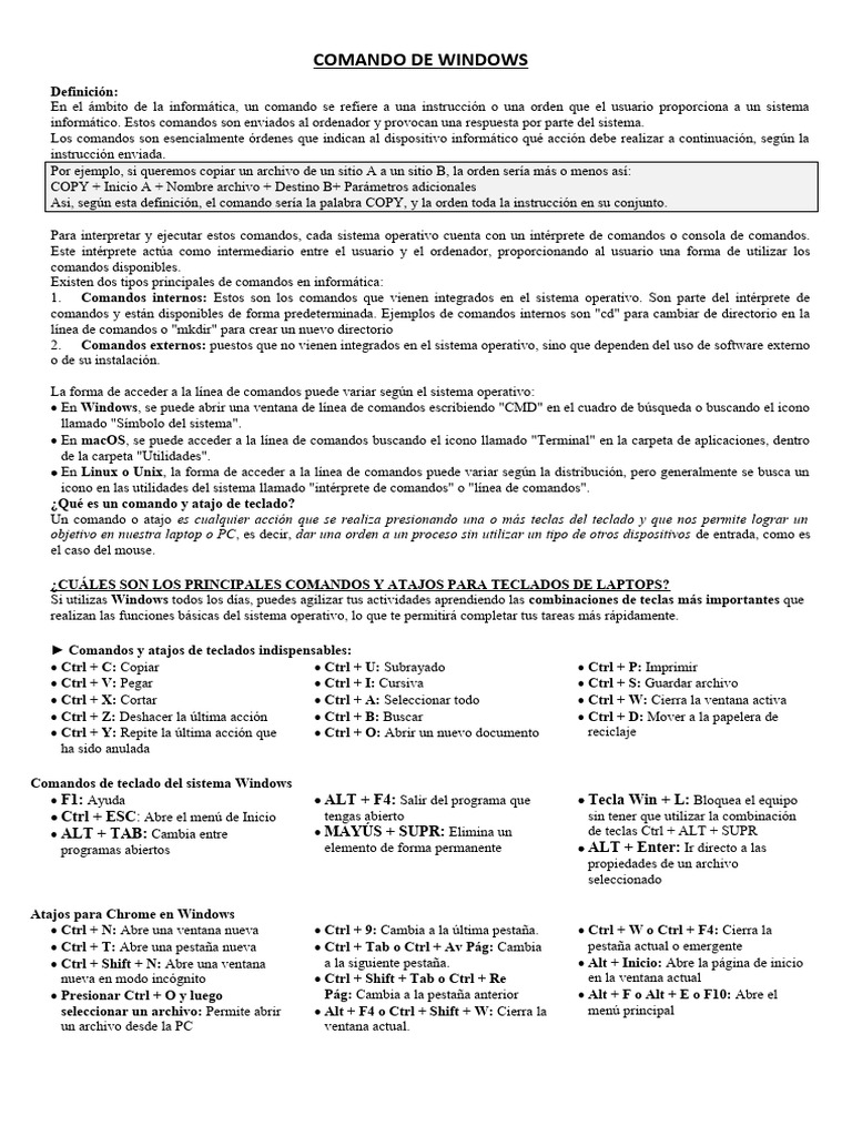 Comandos y Atajos Esenciales de Windows | PDF | Interfaz de línea de comando | Arranque