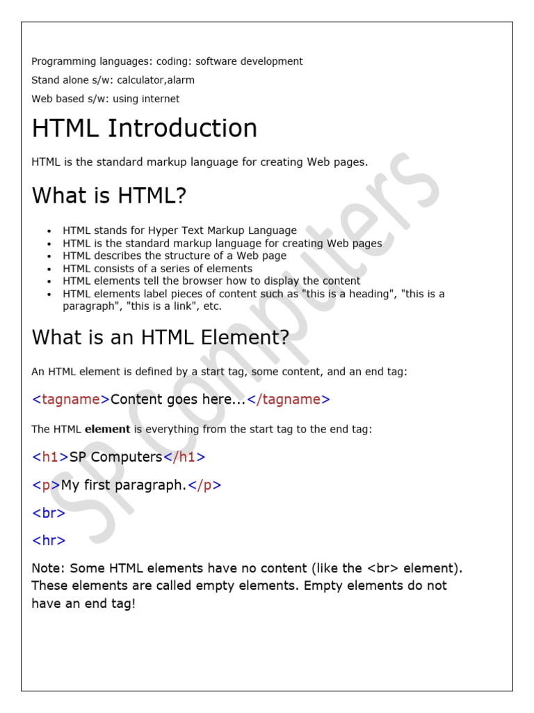 HTML Notes | PDF | Hyperlink | Html HTML Notes | PDF | Hyperlink | Html