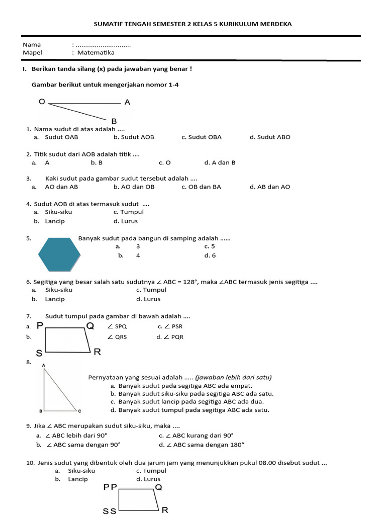 Soal PTS 2 Mat KLS 5 Kumer | PDF