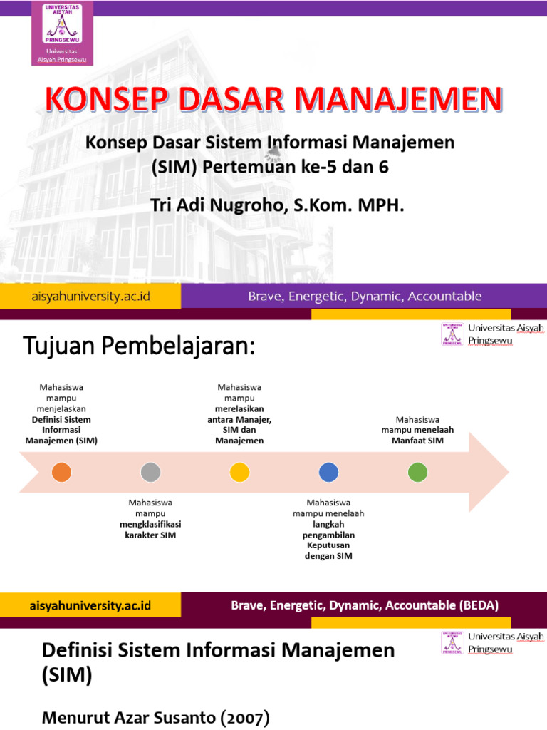 SIM Pertemuan 5 Dan 6 Konsep Dasar Sistem Informasi Manajemen (SIM) | PDF | Bisnis | Komputer