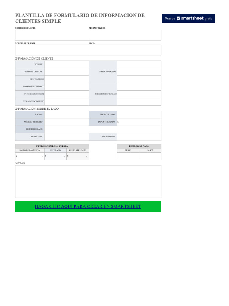 IC Simple Client Information Form 10864 ES | PDF