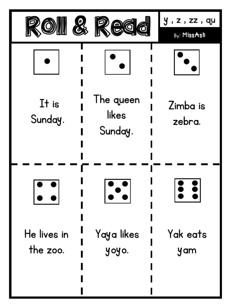 Roll & Read (Y, Z, ZZ, Qu) | PDF
