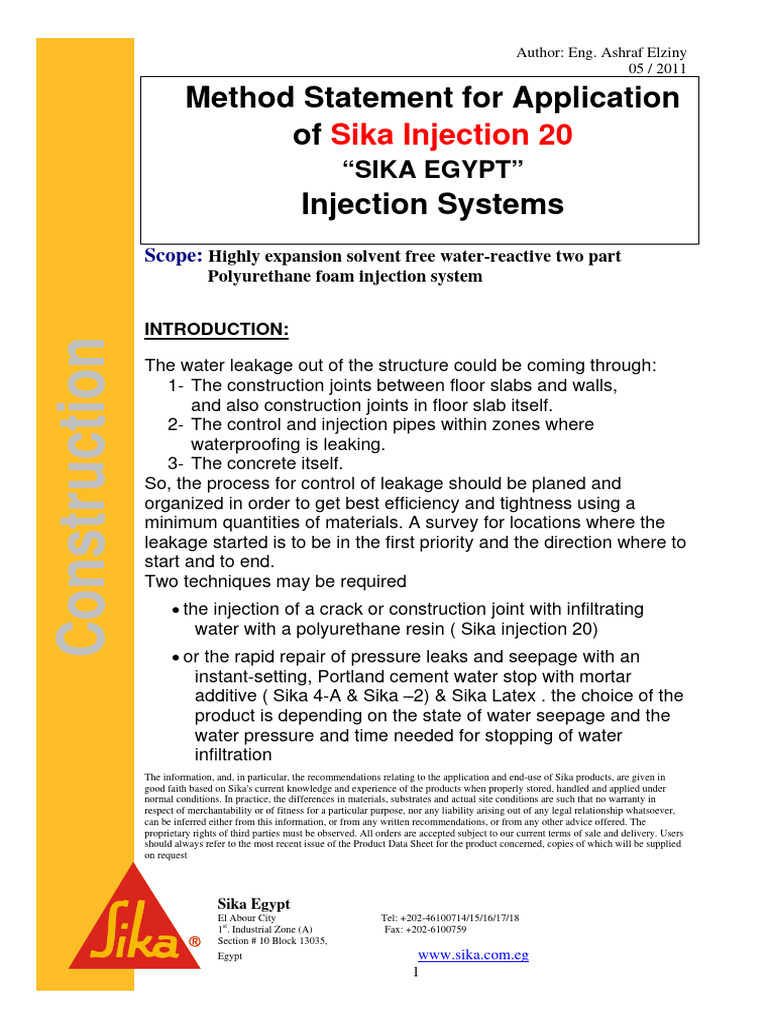 Sika Injection - 20 | PDF | Concrete | Polyurethane