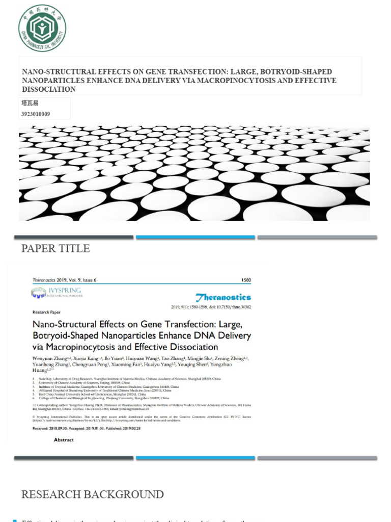 Nano-Structural Effects On Gene Transfection - Pharmaceutics Presentation | PDF | Neoplasms | Cancer