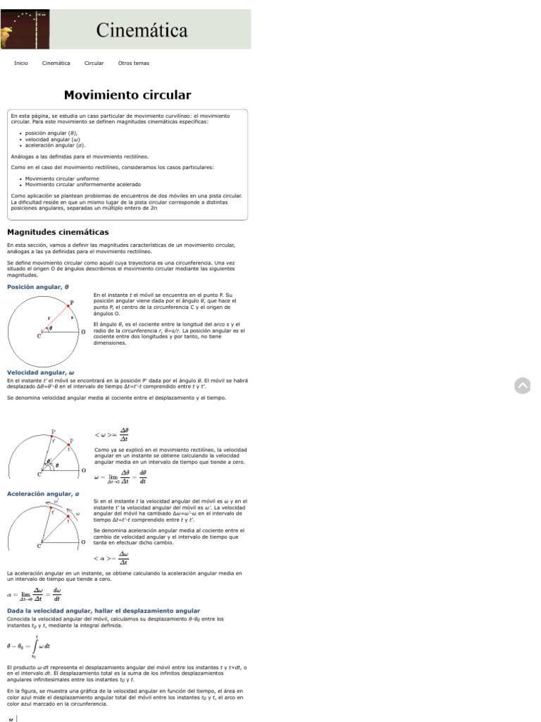 Cinemática del Movimiento Circular | PDF | Cinemática | Velocidad