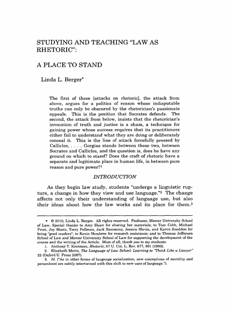 BergerLaw and Rhetoric-1 | PDF | Rhetoric | Supreme Court Of The United ...