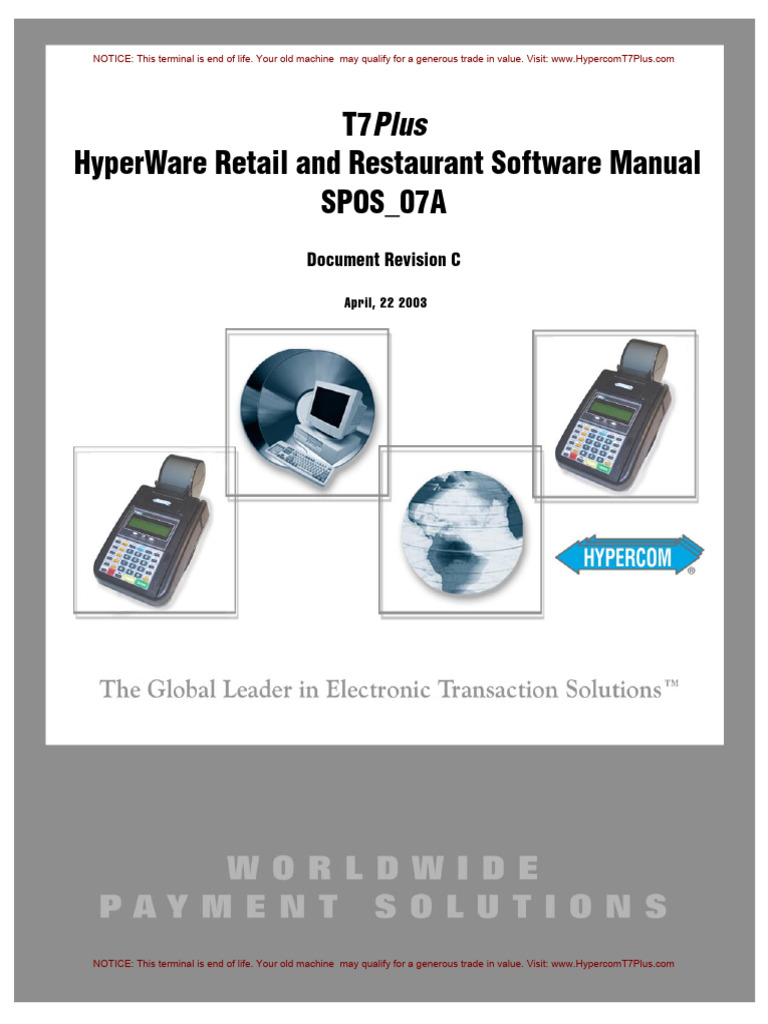 Hypercom t7 Plus User Manual | PDF | Service Industries