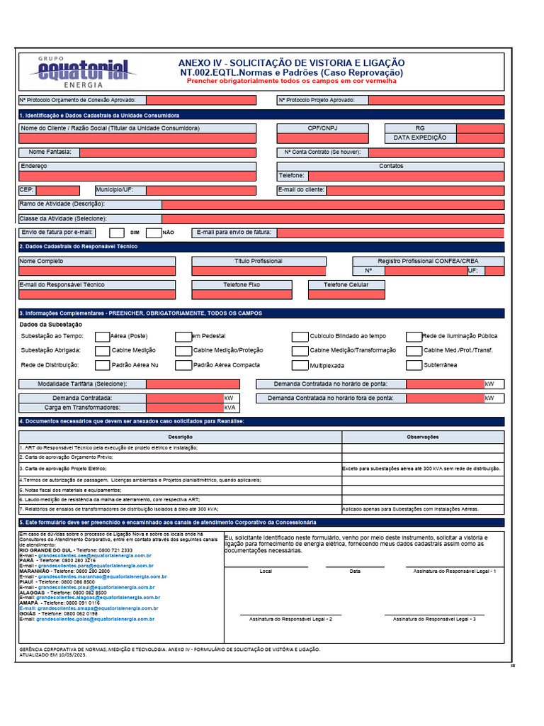 NT.00002.EQTL ANEXO IV EQTL Formulario Solicitacao de Vistoria e ...