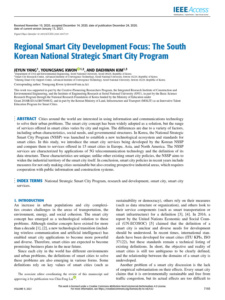 Regional Smart City Development Focus The South Korean National ...