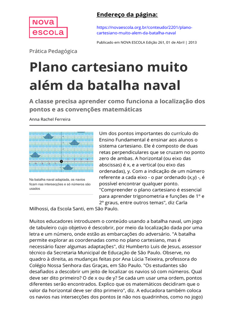 Plano Cartesiano Muito Alem Da Batalha Naval | Download grátis PDF ... Plano Cartesiano Muito Alem Da Batalha Naval | Download grátis PDF ...