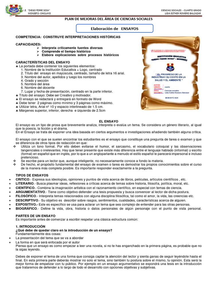 El Ensayo-Ccss - Cuarto | PDF | Ensayos | Entorno natural