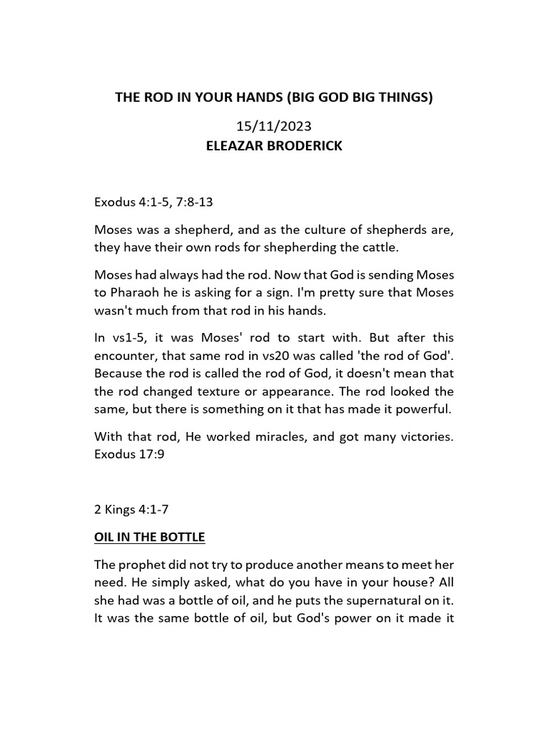 The Rod in Your Hands | PDF | Humility | Moses