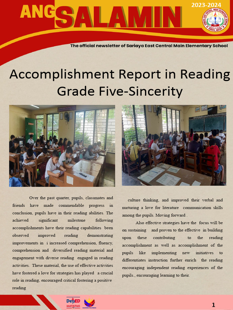 ACCOMPLISHMENT-REPORT-BY-CLASS | PDF | Reading Comprehension | Differentiated Instruction
