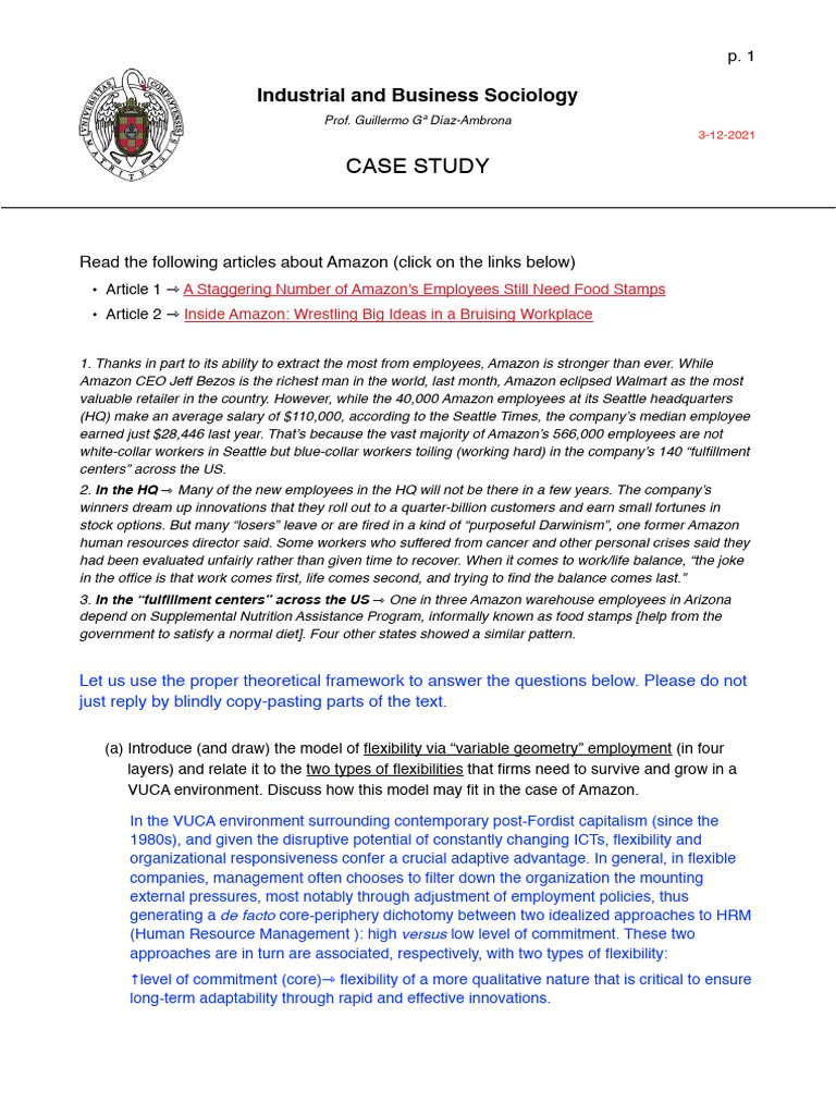 Case Study Amazon 2020.21 v0 | PDF | Employment | Motivation