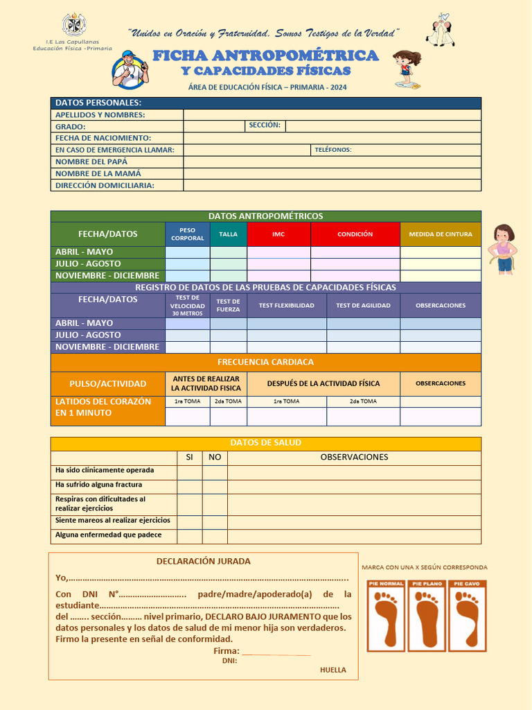 Ficha Antropométrica 2024 | Descargar gratis PDF | Medicina CLINICA | Especialidades Medicas