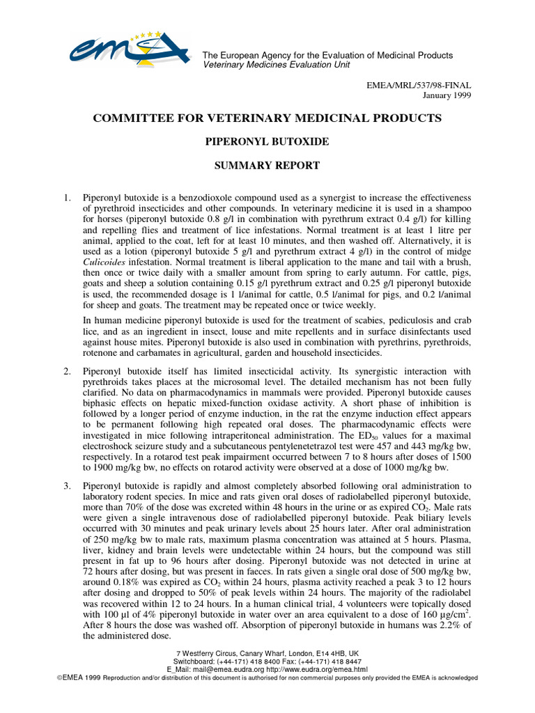 EMEA Piperonil Butoxido | PDF | Biology