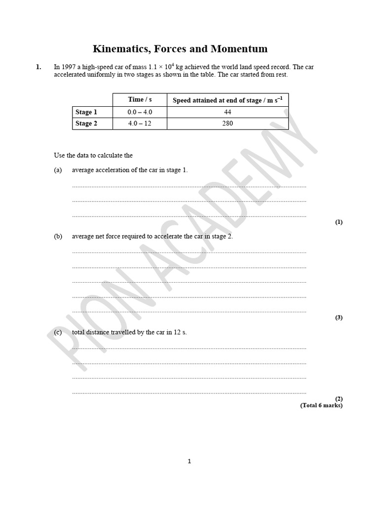 Kinematics forces and Momentum_Structured_ | PDF | Force | Newton's Laws Of Motion