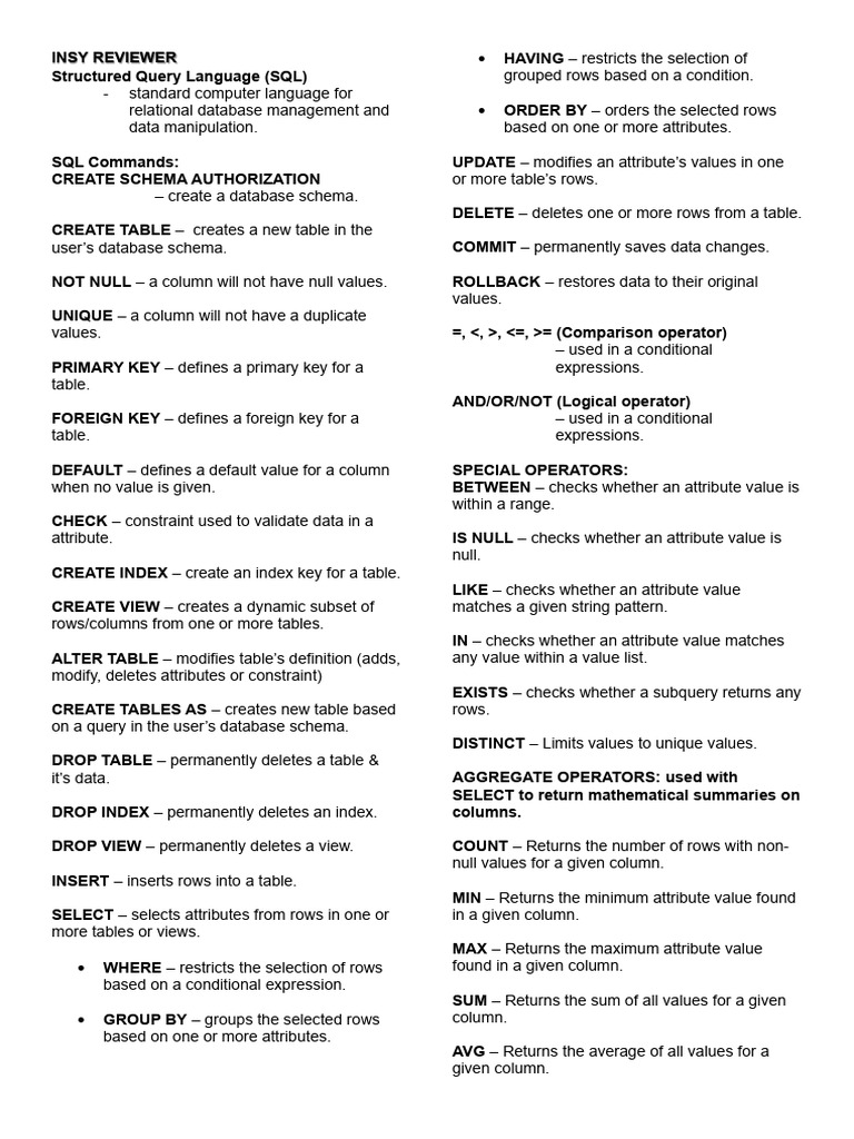 Finals Reviewer | PDF | Computer Network | Relational Database