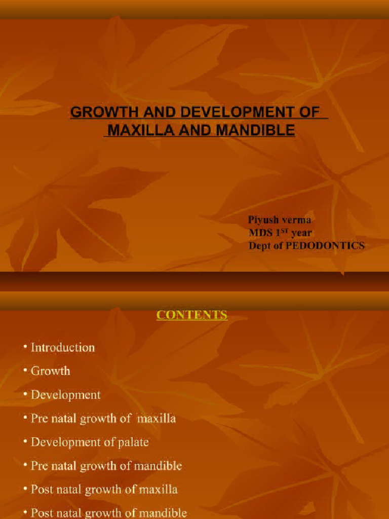 Growth Development of Maxilla and Mandible 47123722 | PDF