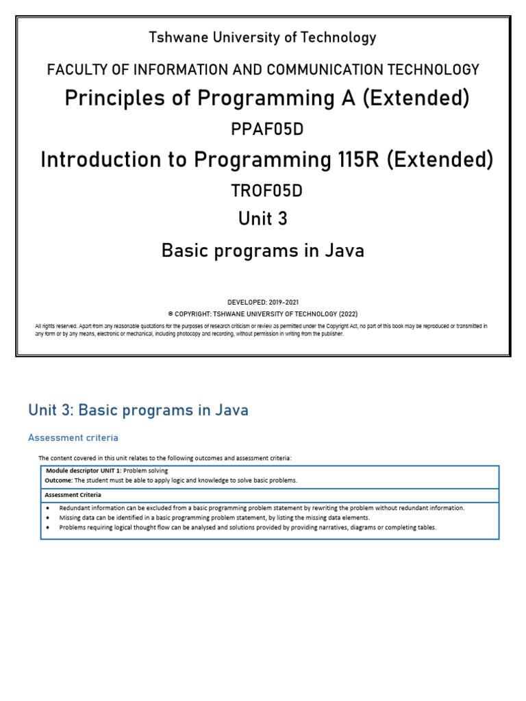 Ppa - Tro f05d Unit 3 (Java Part 1) Final | PDF | Programming ... Ppa - Tro f05d Unit 3 (Java Part 1) Final | PDF | Programming ...