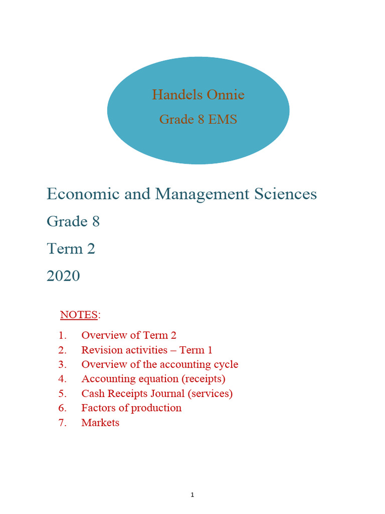 Gr8 Ems Notes t2 2020 | PDF | Debits And Credits | Equity (Finance)