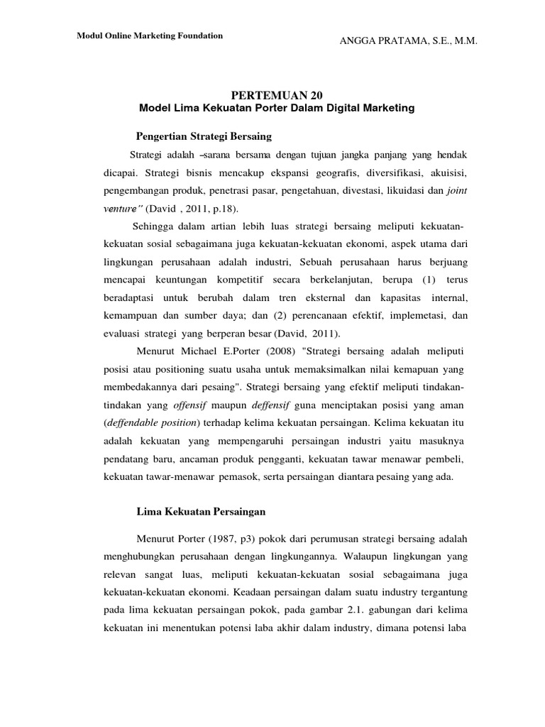 ONLINE MARKETING FOUNDATION (Model Lima Kekuatan Porter Dalam Digital ...