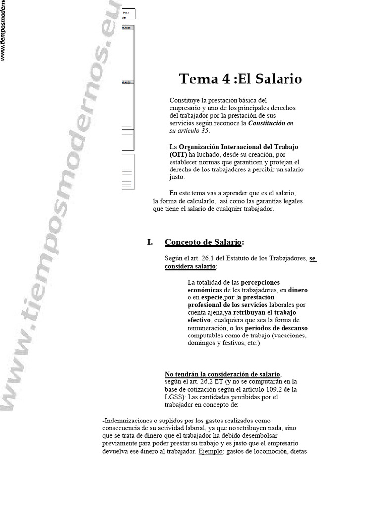 Tema 4 Fol El Salario | PDF | Salario | Labor