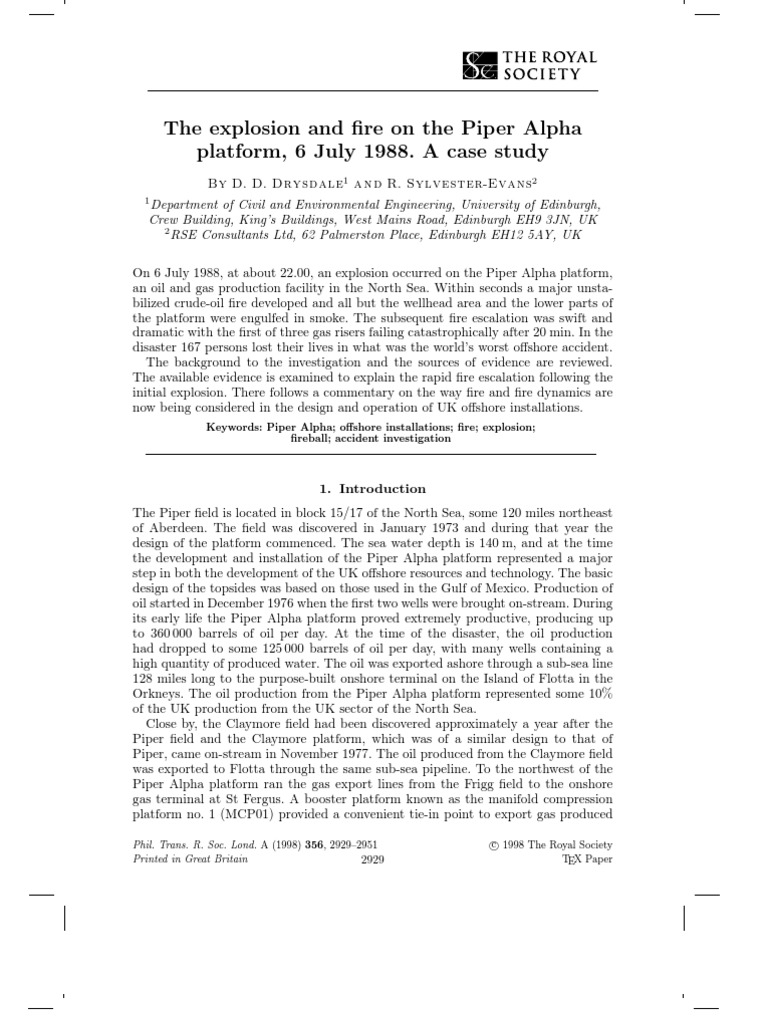 Piper Alpha Case Study | PDF | Pipeline Transport | Chemistry