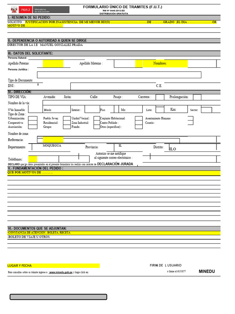 Fut de Solicitud | PDF