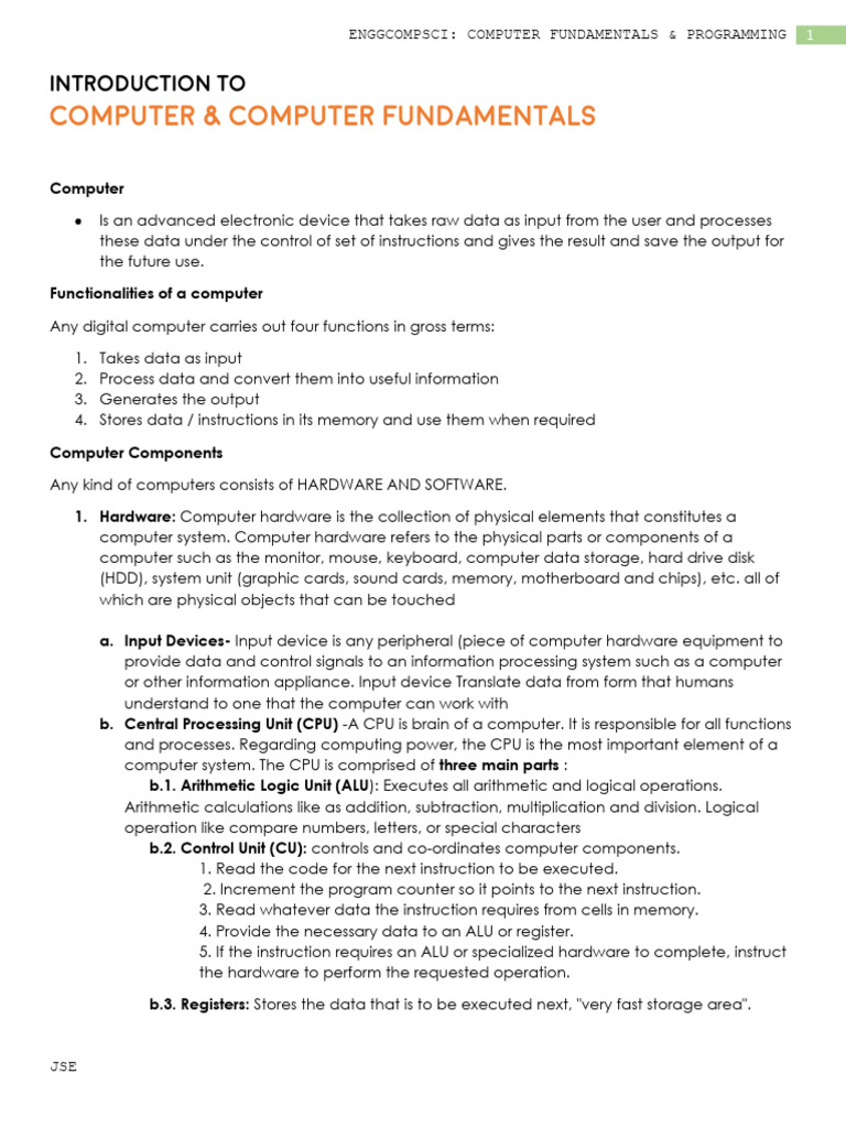 Introduction To Computers | PDF | Computer Data Storage | Computer Hardware