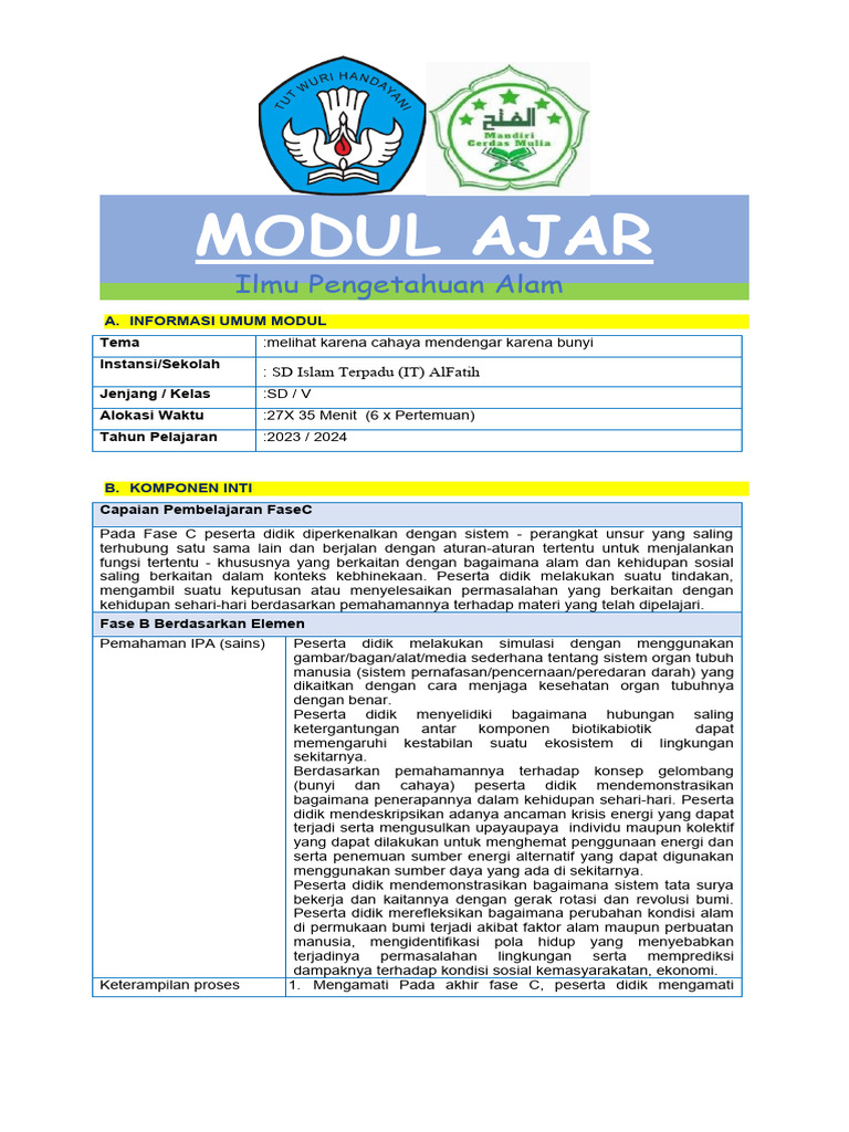 BAB 1 - MA IPAS Kls 5 Selesai | PDF | Sains & Matematika