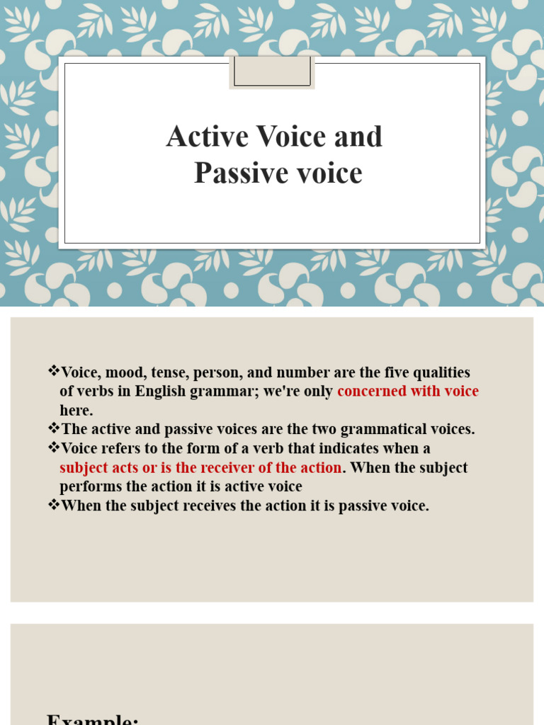 Mastering Active & Passive Voice | PDF | Verb | Perfect (Grammar)