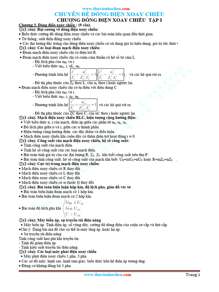 Chuyen de Dong Dien Xoay Chieu | PDF