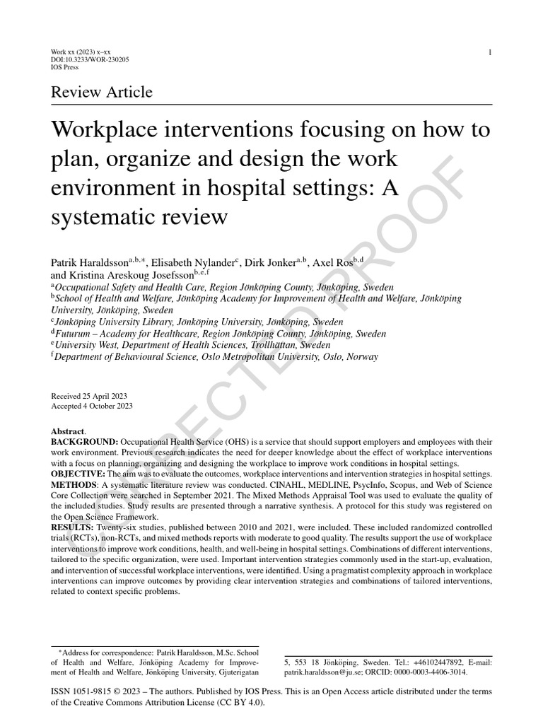Workplace Interventions Focusing On How To Plan or | PDF | Occupational ...