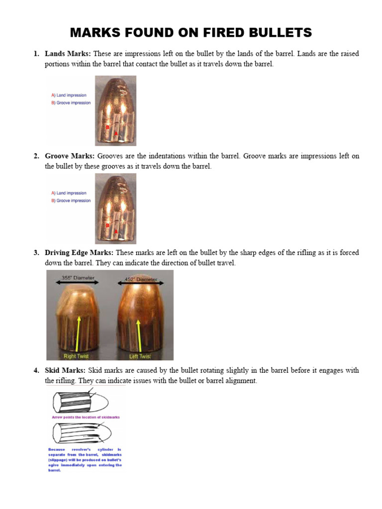 Marks Found On Fired Bullets and Cartridges | PDF | Cartridge (Firearms ...