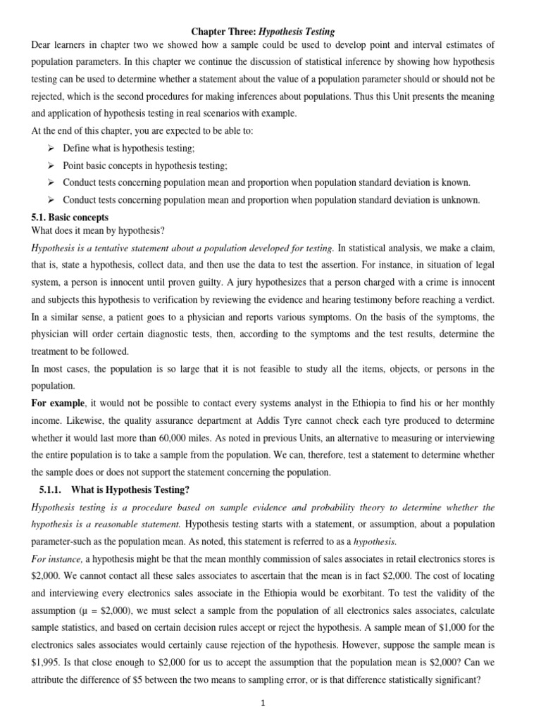 Chapter 3 Hypothesis Testing Pdf Statistical Hypothesis Testing P