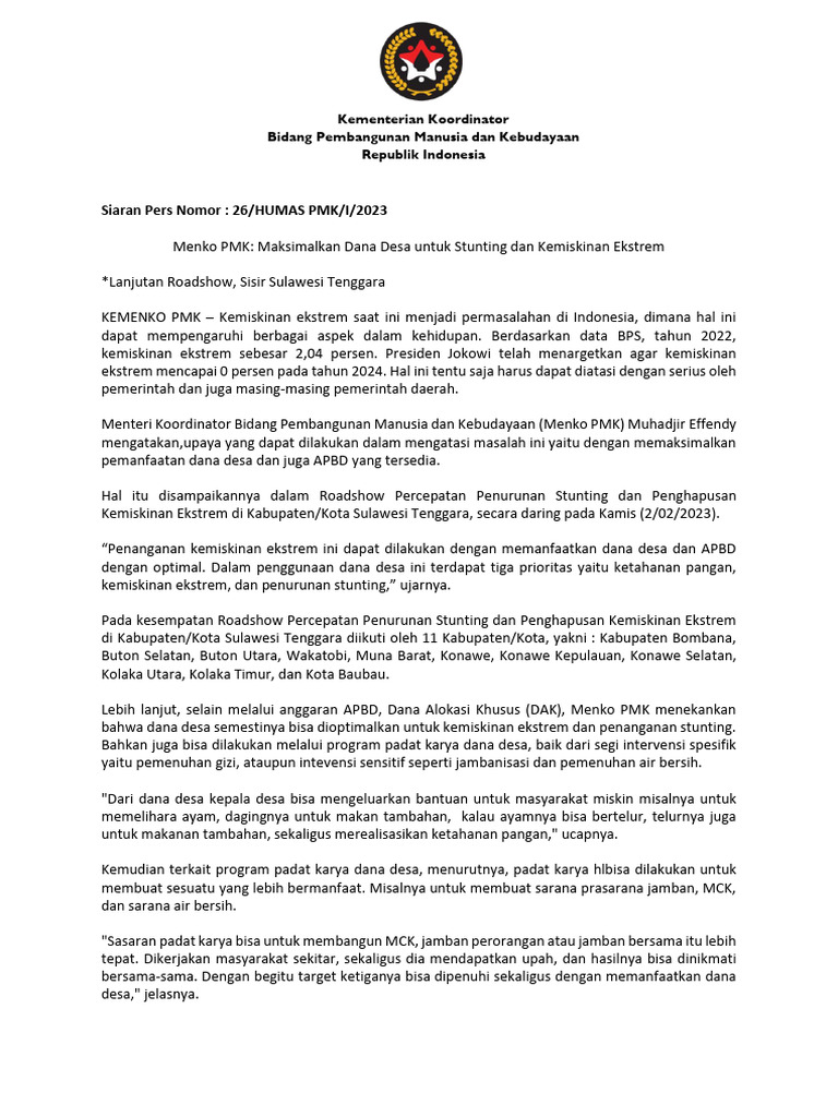 Maksimalkan Dana Desa Untuk Stunting Dan Kemiskinan Ekstrem | PDF | Ilmu Sosial | Kesehatan Holistik